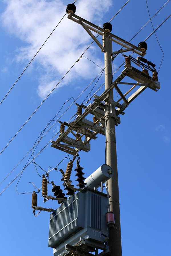 Electrical Wires on the Support Which is Electricity Stock Photo ...