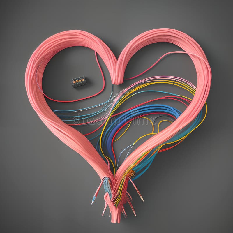 Electrical Wires Tangled into a Clump of Heart Shape. Generative AI ...