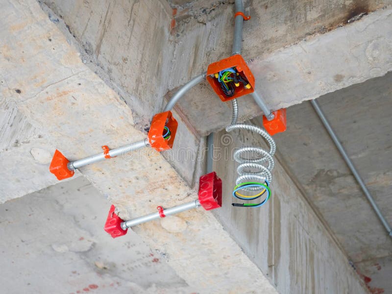 Electrical Wires and Telecommunication Cable Installed on Duct Stock ...