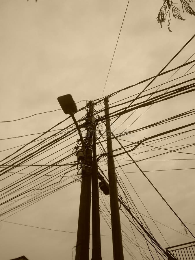 Electrical Wires that Want To Break and Fall Apart Stock Image - Image ...