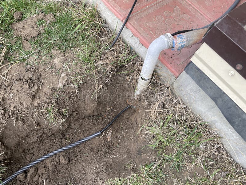 Electrical Wiring Power and Internet Cable during the Construction of a ...