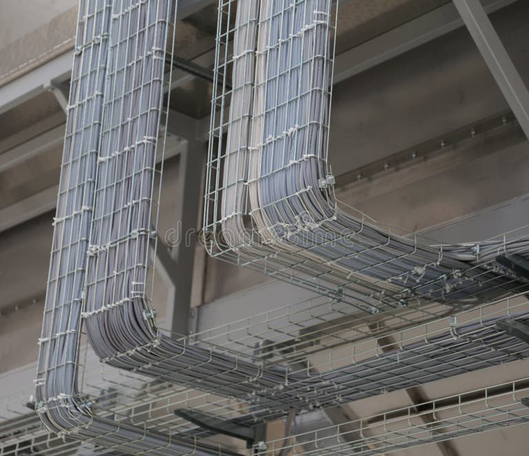 Electrical Wiring Inside a Cable Carrier in the Modern Factory Stock ...
