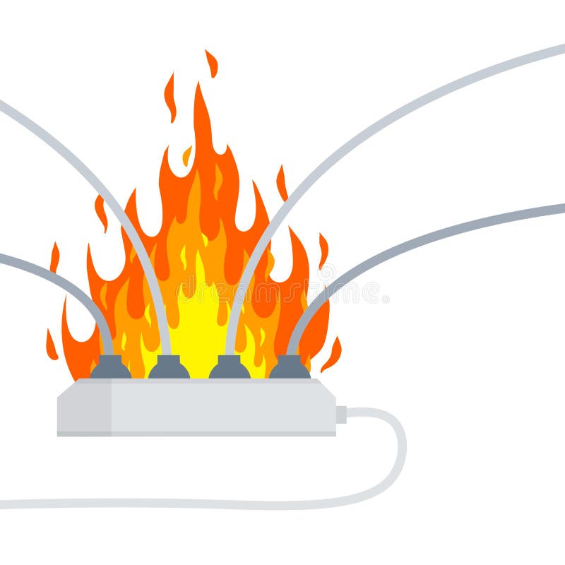 Electrical Wiring. Damaged Socket with Flame Stock Vector ...