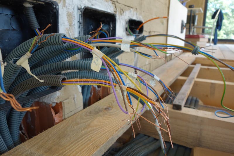 Electrical Wiring by an Electrician Stock Image - Image of line ...