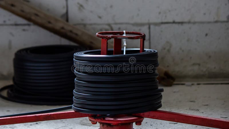 Electrical Wiring of the House, Cable on the Wall in the Gate. Stock ...