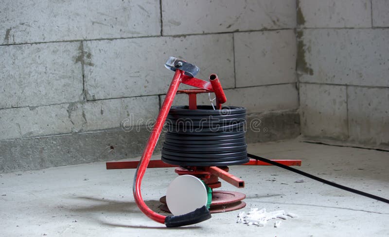 Electrical Wiring of the House, Cable on the Wall in the Gate. Stock ...