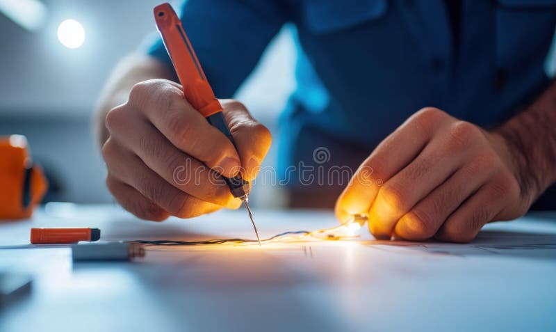 Electrical Wiring and Testing for LED Lighting Stock Illustration ...