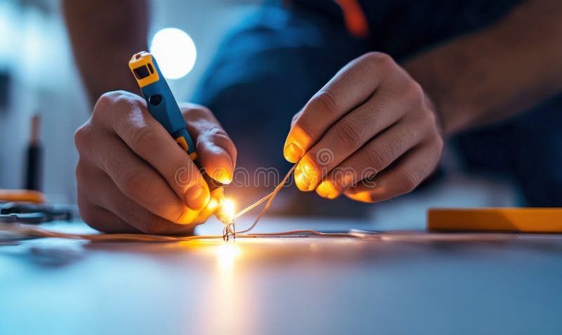 Electrical Wiring and Testing for LED Lighting Stock Illustration ...