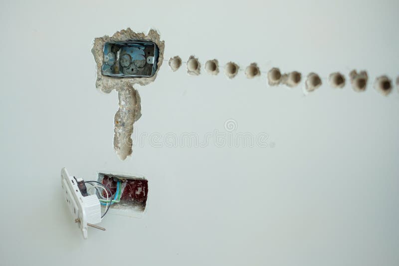 Electrical Wiring Under Plaster, Hidden Installation Cables for Socket ...