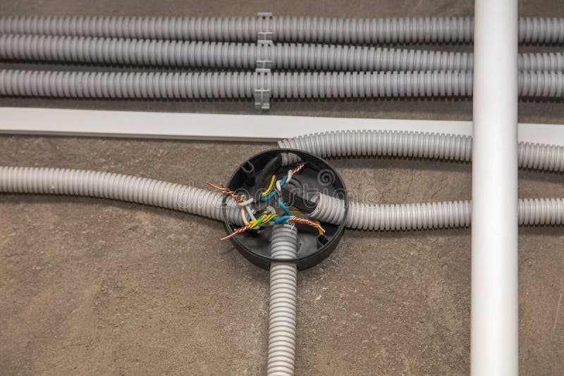 Electrical Wiring is Hidden in the Conduit Stock Photo - Image of ...