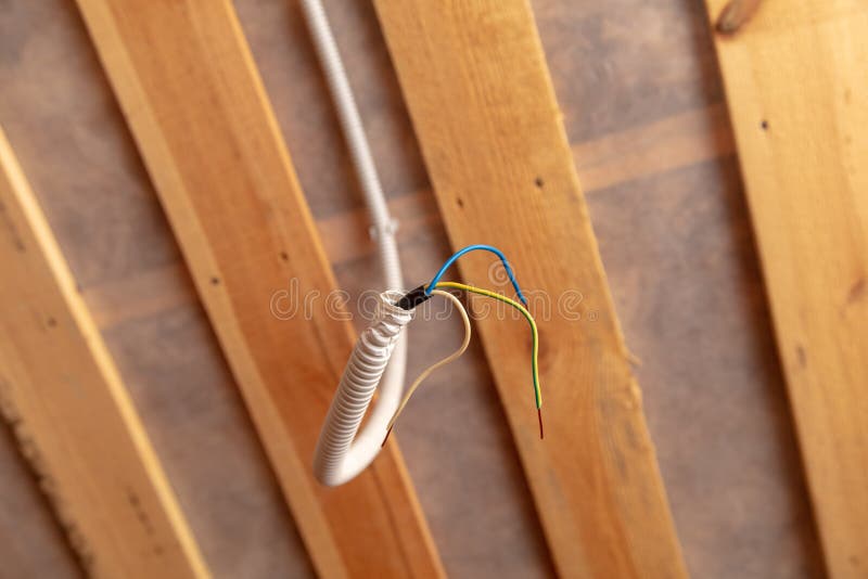 Electrical Wiring on the Wall at a Construction Site Stock Image ...