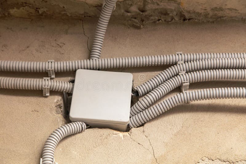 Electrical Wiring on the Wall at a Construction Site Stock Image ...