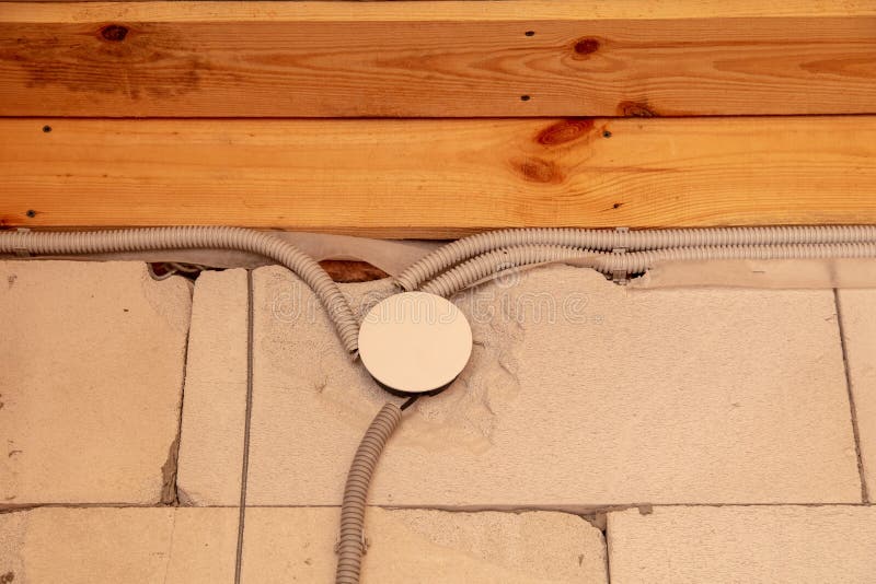Electrical Wiring on the Wall at a Construction Site Stock Photo ...