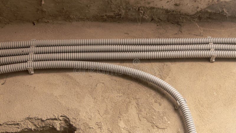 Electrical Wiring on the Wall at a Construction Site Stock Photo ...