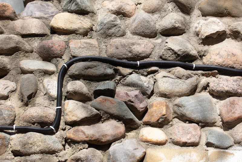 Wiring on the Wall of a House Under Construction Stock Image - Image of ...