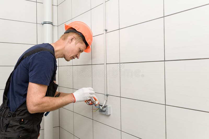 Electrical work indoors stock image. Image of electrical - 159702981