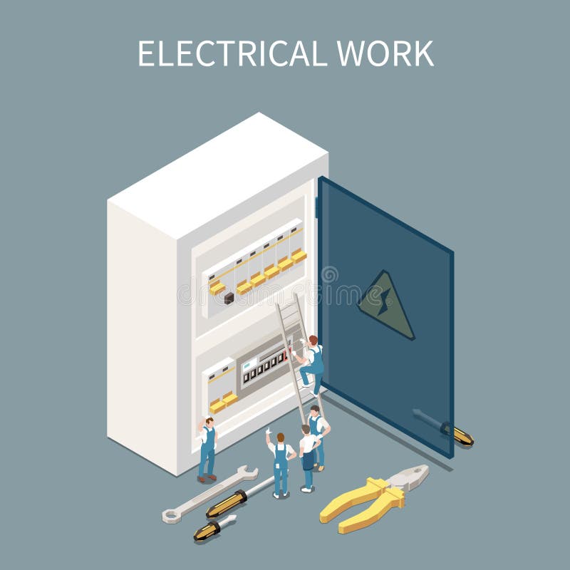 Electrical Work Isometric Composition Stock Vector - Illustration of ...