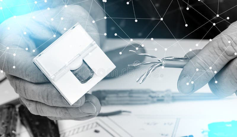 Electrical Work, Light Effect Stock Photo - Image of holding, cable ...