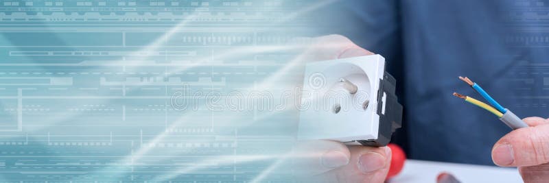 Electrical Work; Panoramic Banner Stock Photo - Image of connect ...