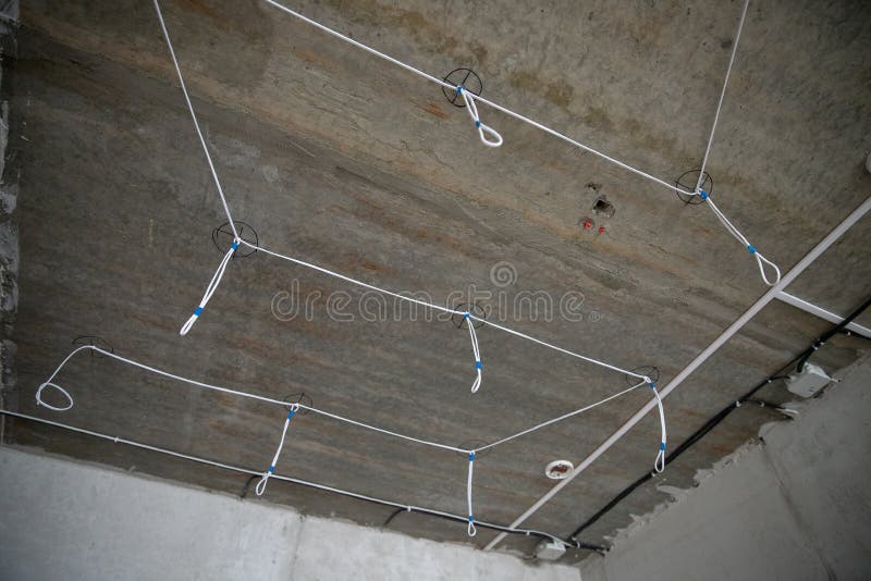 Electrical Work with Rough Finish, Electrician Connects and Mounts ...