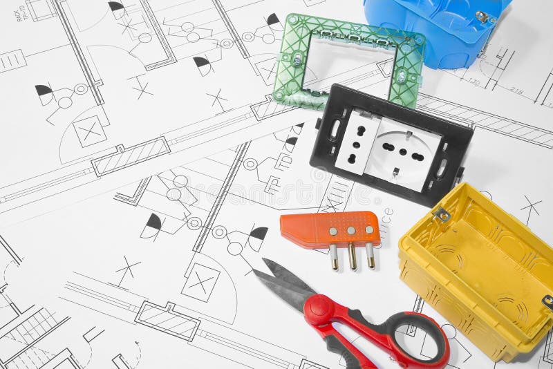 Electrical Work Tools and Electrical System Project Stock Image - Image ...