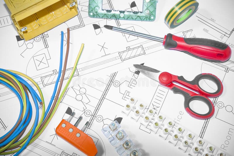 Electrical Work Tools and Electrical System Project Stock Image - Image ...