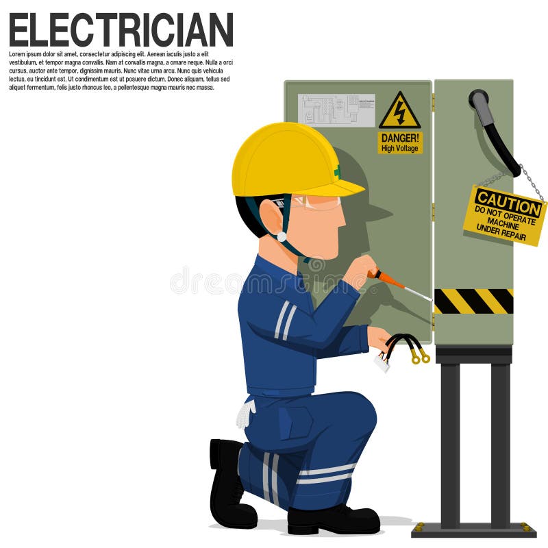 Worker Fixing Broken Power Lines Stock Vector - Illustration of ...