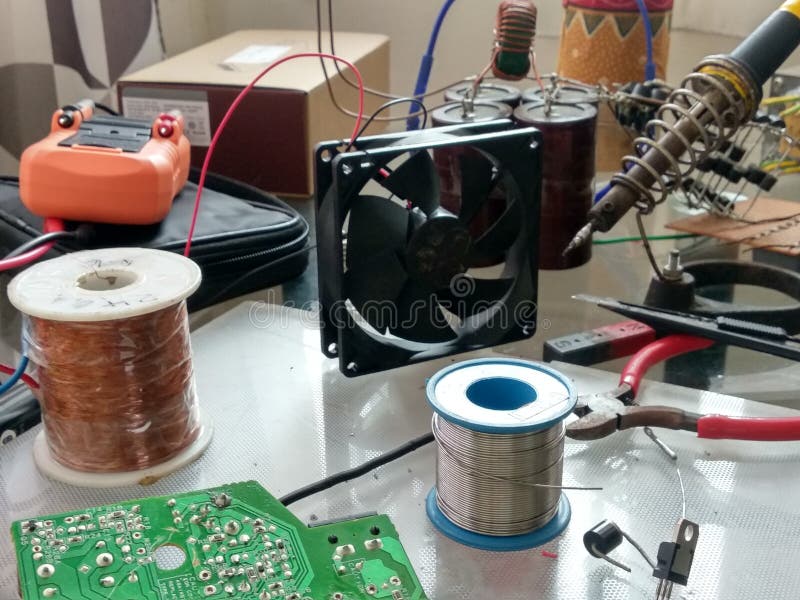 An Electrical Working Table Stock Image - Image of working, tools ...