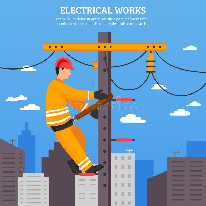 Electrician Power Line Worker Lightning Bolt Stock Vector ...