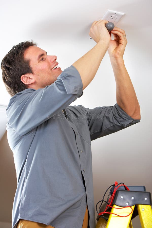 Electrician with Electrical Cable Stock Photo - Image of electricity ...