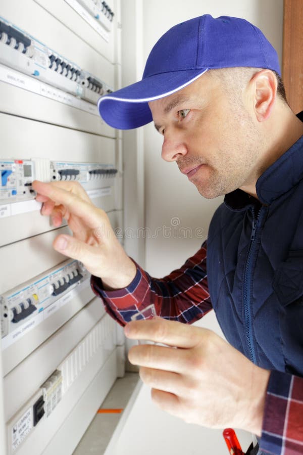 Electrician Assembling Power Switchboard Stock Photo - Image of ...