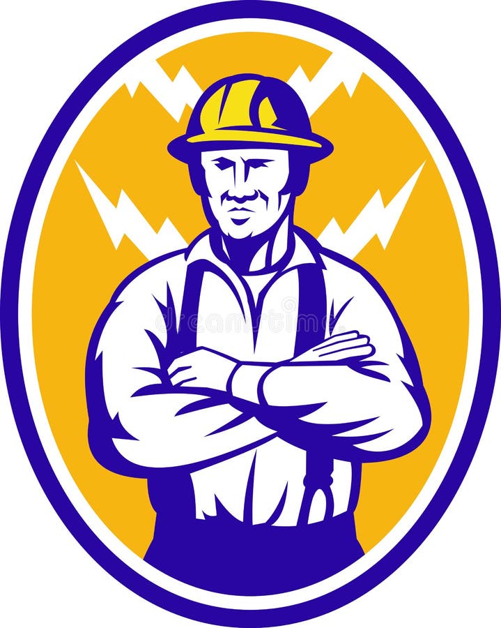 Electrician Power Line Worker Lightning Bolt Stock Vector ...