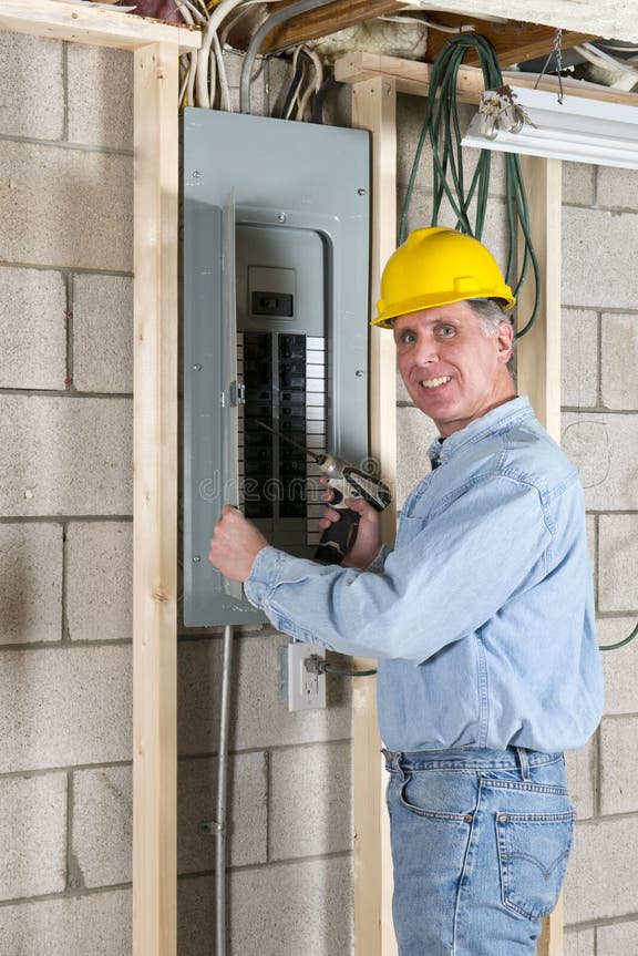 Electrician Contractor Construction Worker Stock Photo - Image of wire ...