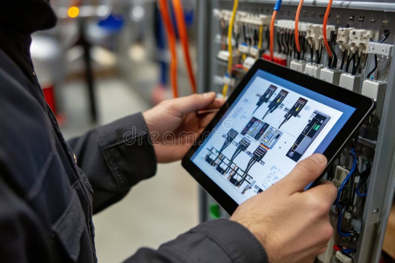 An Electrician is Diligently Installing a Smart Home Electrical System ...