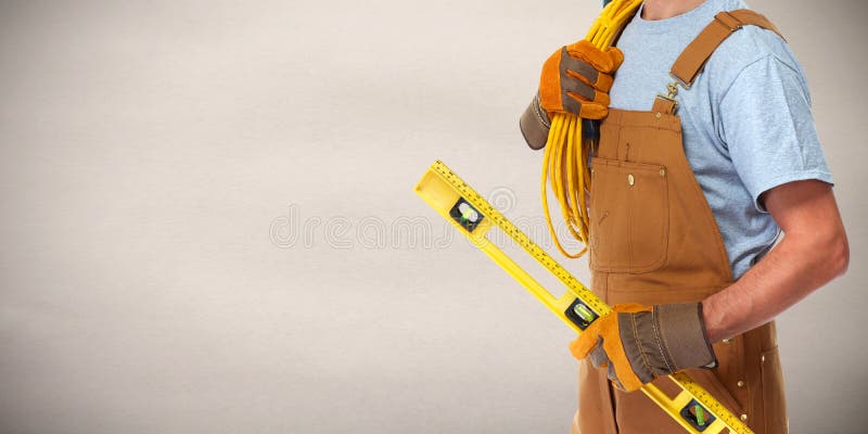 Electrician with Electrical Cable Stock Image - Image of professional ...