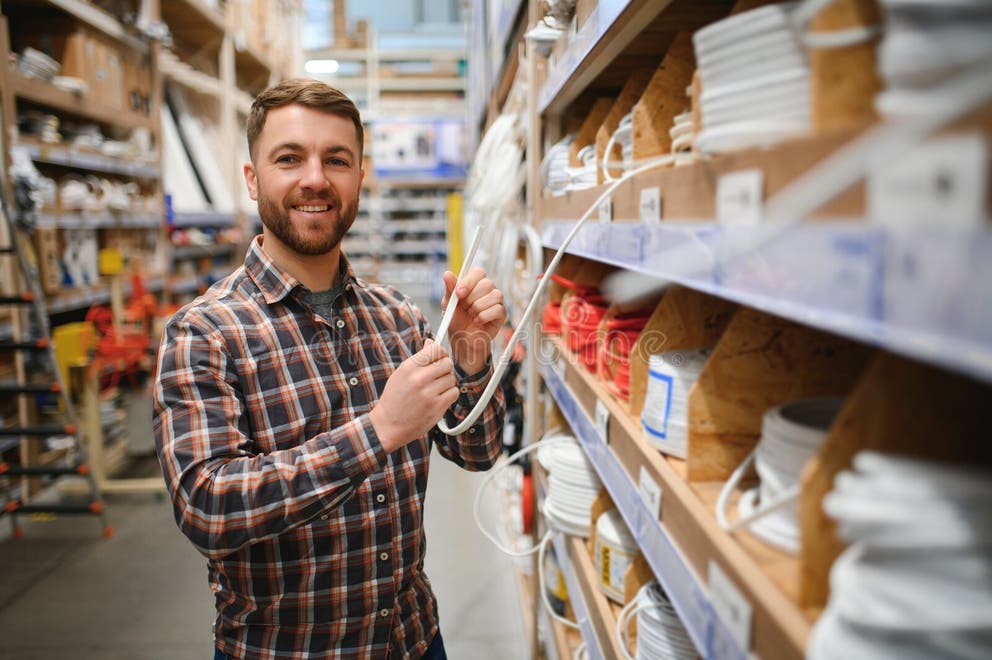Electrician in the Electrical Component Store. Construction Industry ...