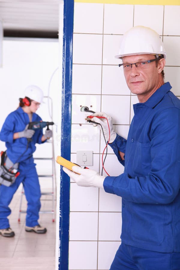 Wireman during Testing Work Stock Image - Image of materials ...