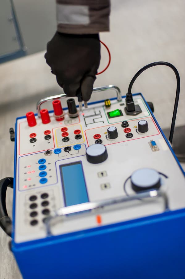 Electrician Engineer Tests System with Relay Test Set Equipment Stock ...
