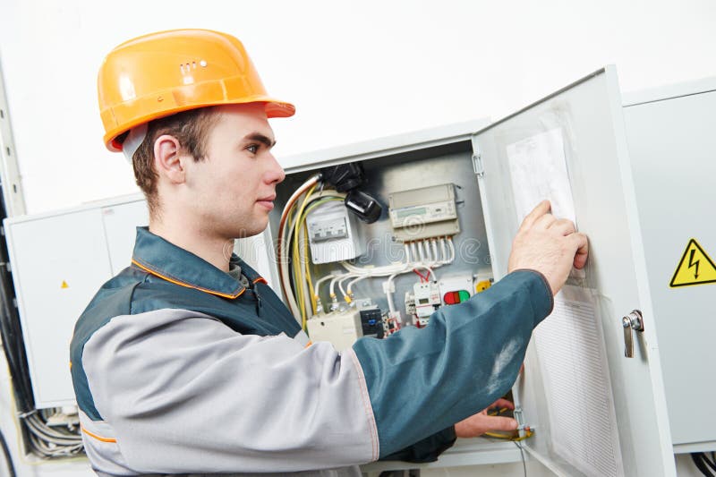 Electrician Engineer Worker Stock Photo - Image of check, electricity ...