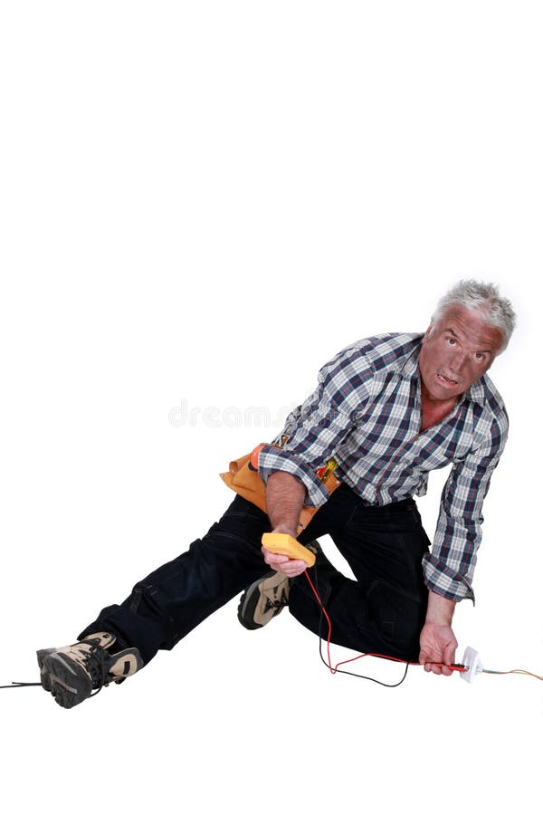 Electrician falling down stock image. Image of male, flash - 33678231