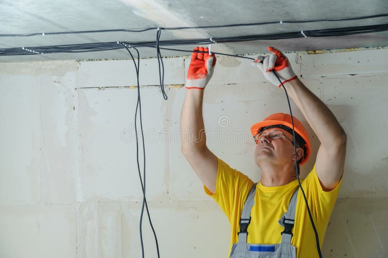Old Cable Fixing To The Building And Protective Mesh Stock Image ...
