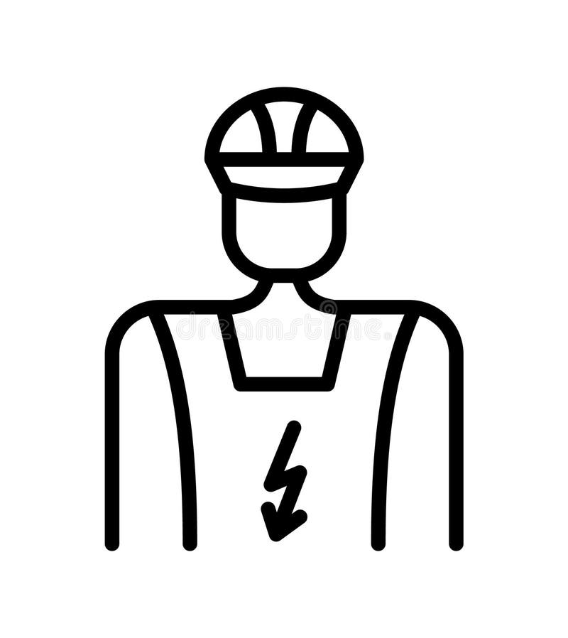 Electrician Flat Line Icon. Outline Sign for Mobile Concept and Web Design, Store Stock Vector ...