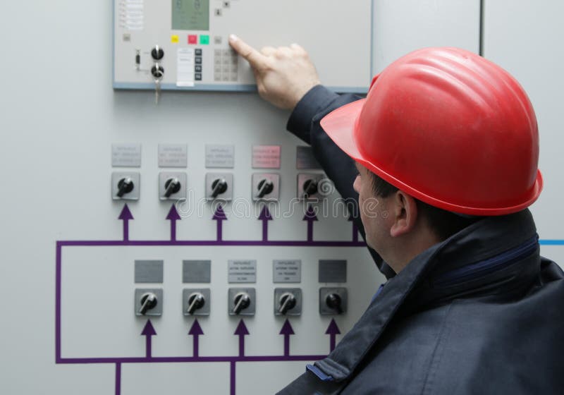 Electrician Give Command in Power Plant Control Center Stock Photo ...