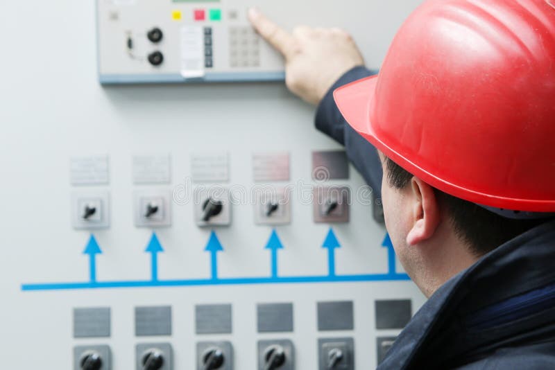 Electrician Give Command in Power Plant Control Center Stock Image ...