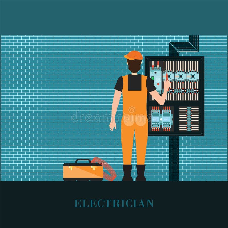 Electrician Holding Measuring the Power Screwdriver. Stock Vector ...