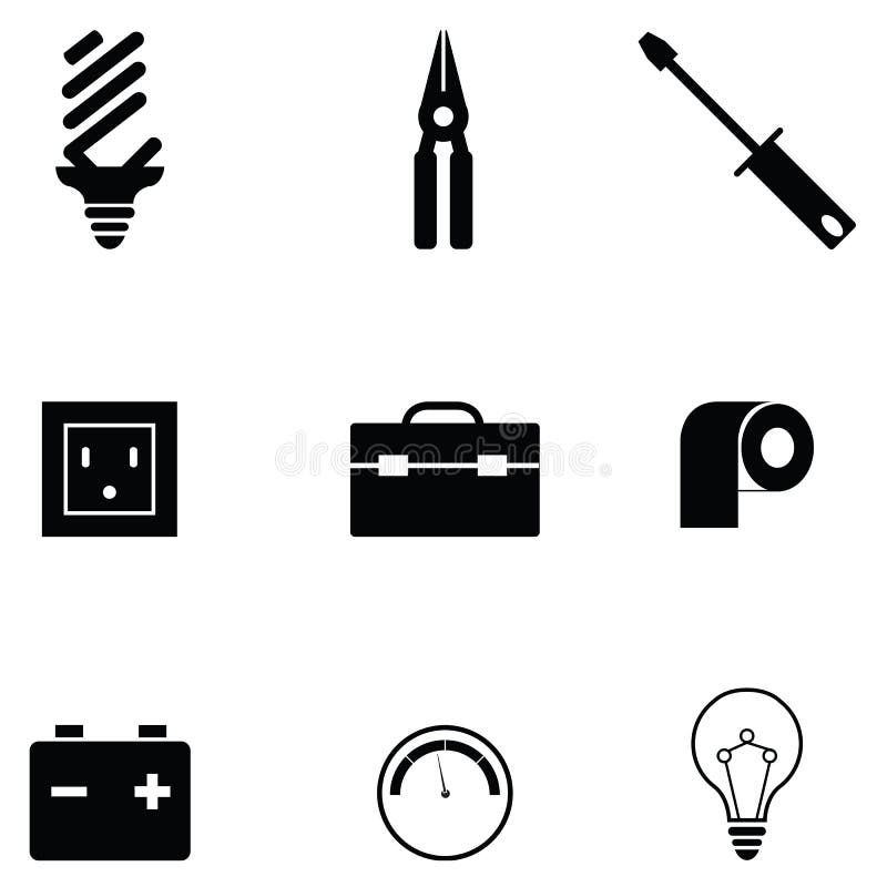 Electrician icon set stock vector. Illustration of electric - 102207623