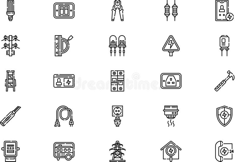 Electrician Icons Collection is a Vector Illustration with Editable ...