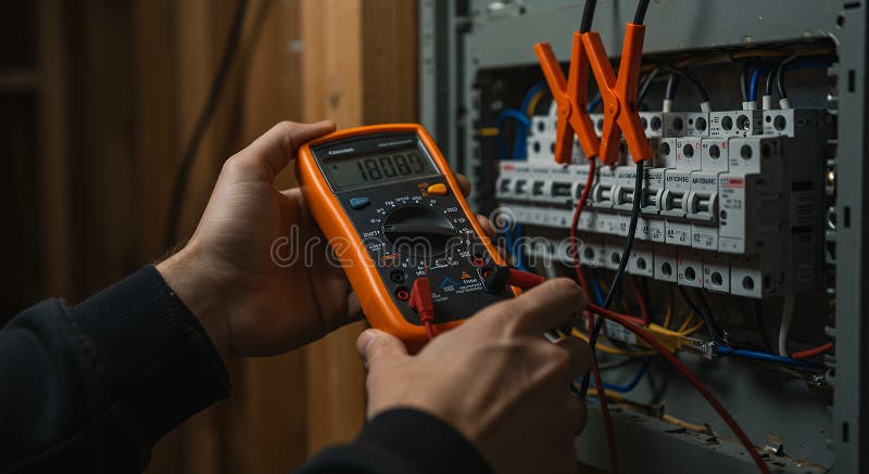 Electrician Using Multimeter To Test Electrical Panel - Safety ...