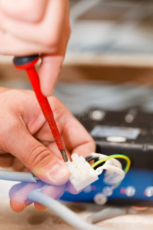 Electrician Installing in House Stock Photo - Image of handing, house ...