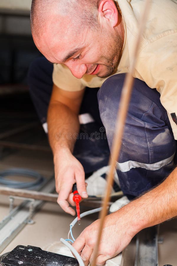 Electrician Installing in House Stock Image - Image of electricity ...